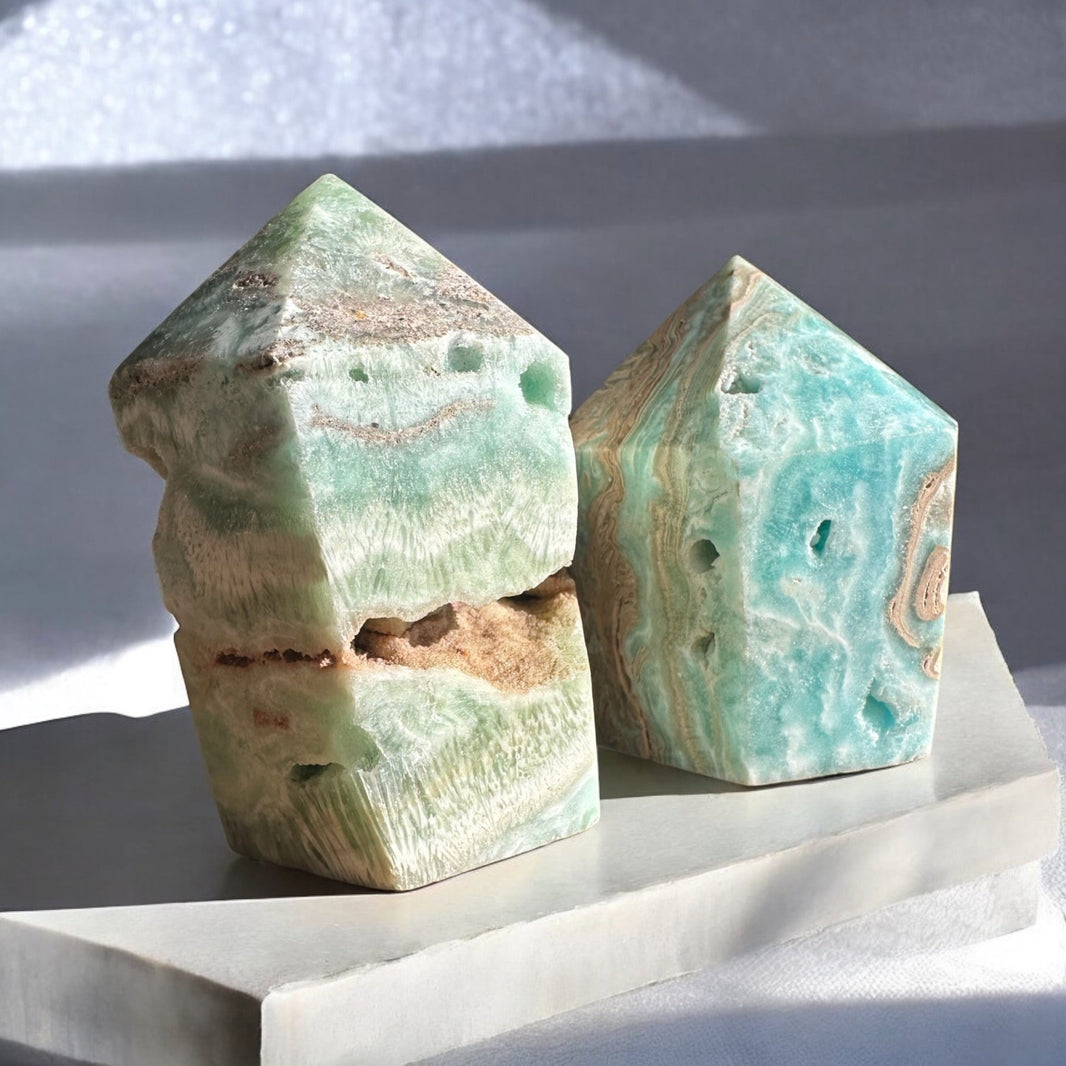 Blue Aragonite | Soothing Crystal Towers, Crystal Shapes, and Bowls