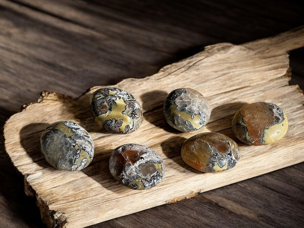 Mosaic Quartz Palm Stones | Grounding Energy for Crystal Decor