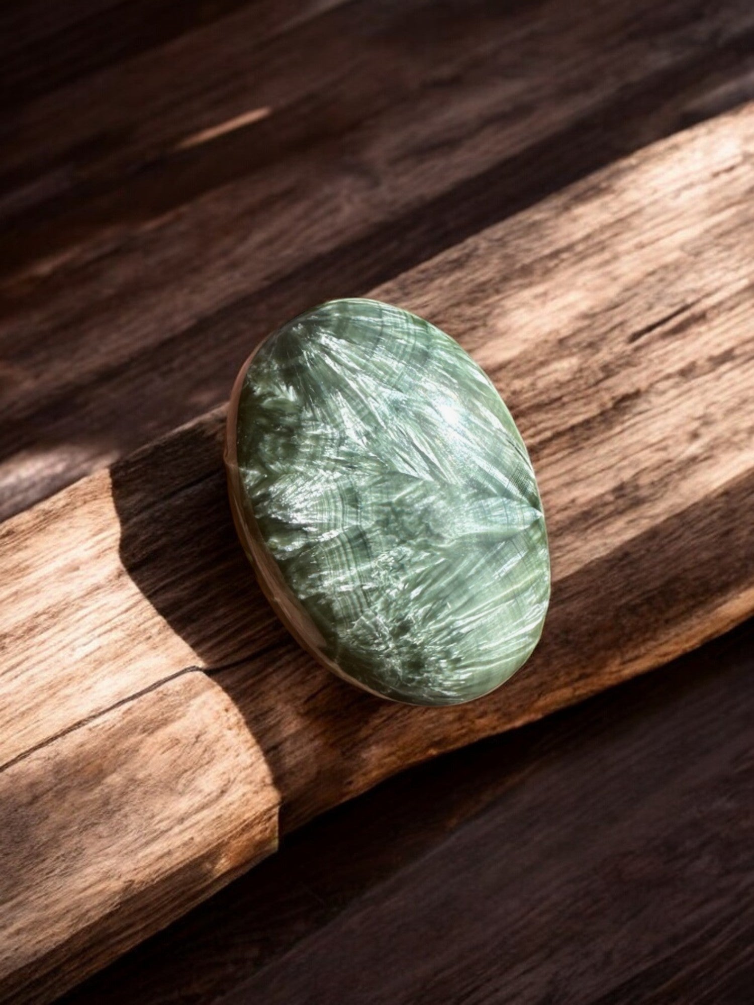 Seraphinite Palm Stone | Green Crystals for Balance